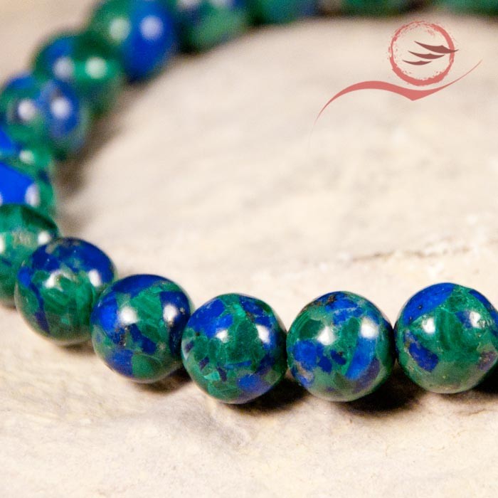 Bracelet azurite malachite, perles de 8mm